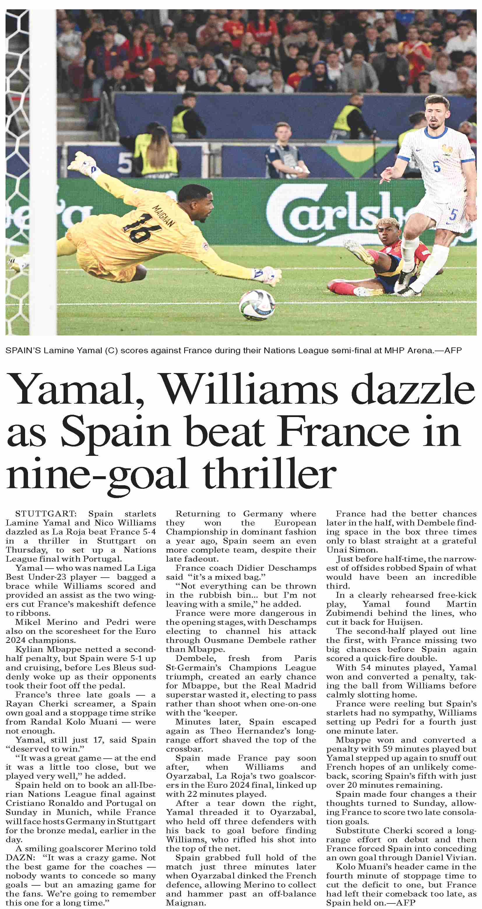 Dawn-ePaper | Jun 07, 2025 | Yamal, Williams dazzle as Spain beat ...
