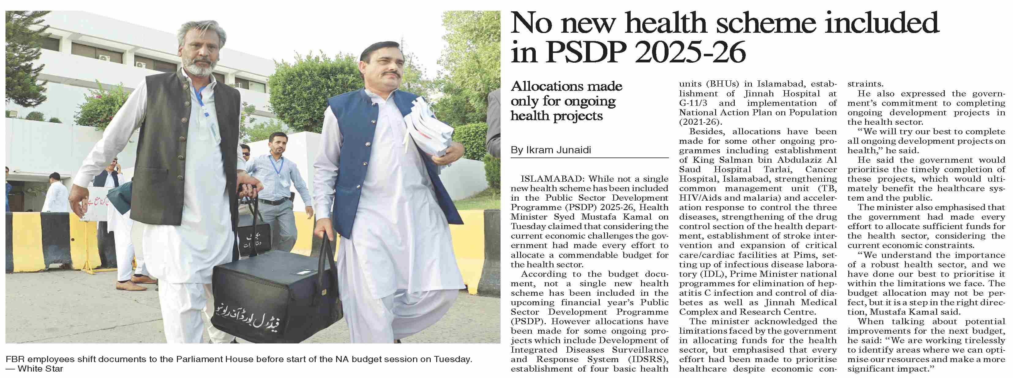 Dawn-ePaper | Jun 11, 2025 | No new health scheme included in PSDP 2025-26