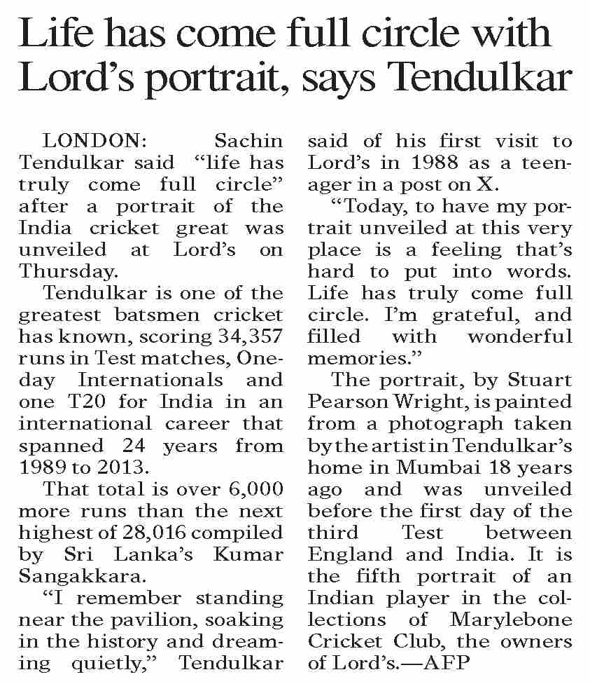Dawn-ePaper | Jul 11, 2025 | Life has come full circle with Lord`s ...