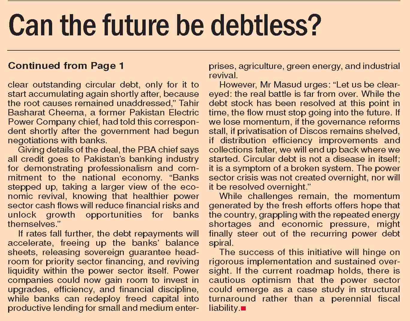 Dawn-ePaper | Jul 14, 2025 | Can the future be debtless?