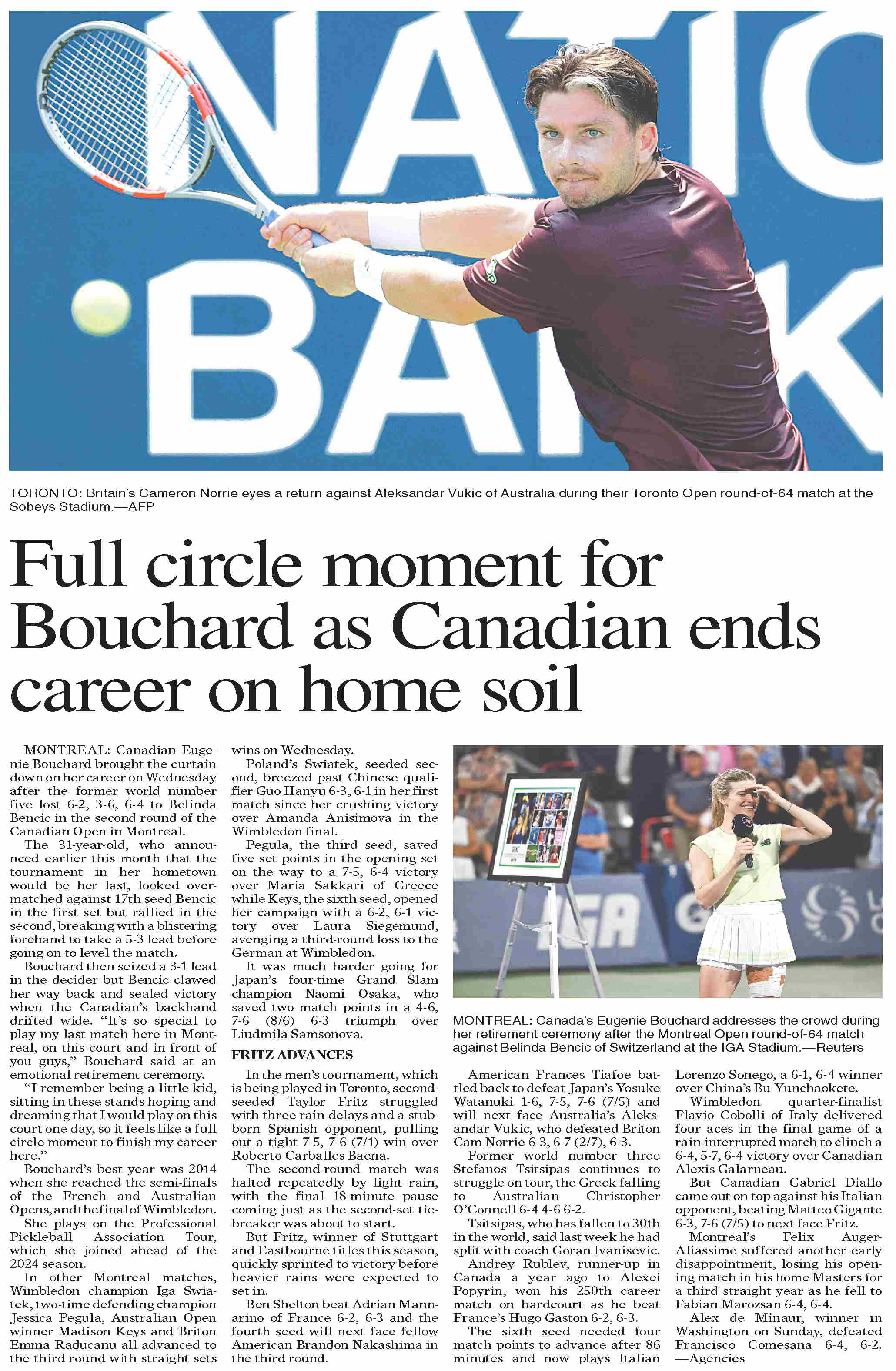 Dawn-ePaper | Aug 01, 2025 | Full circle moment for Bouchard as ...