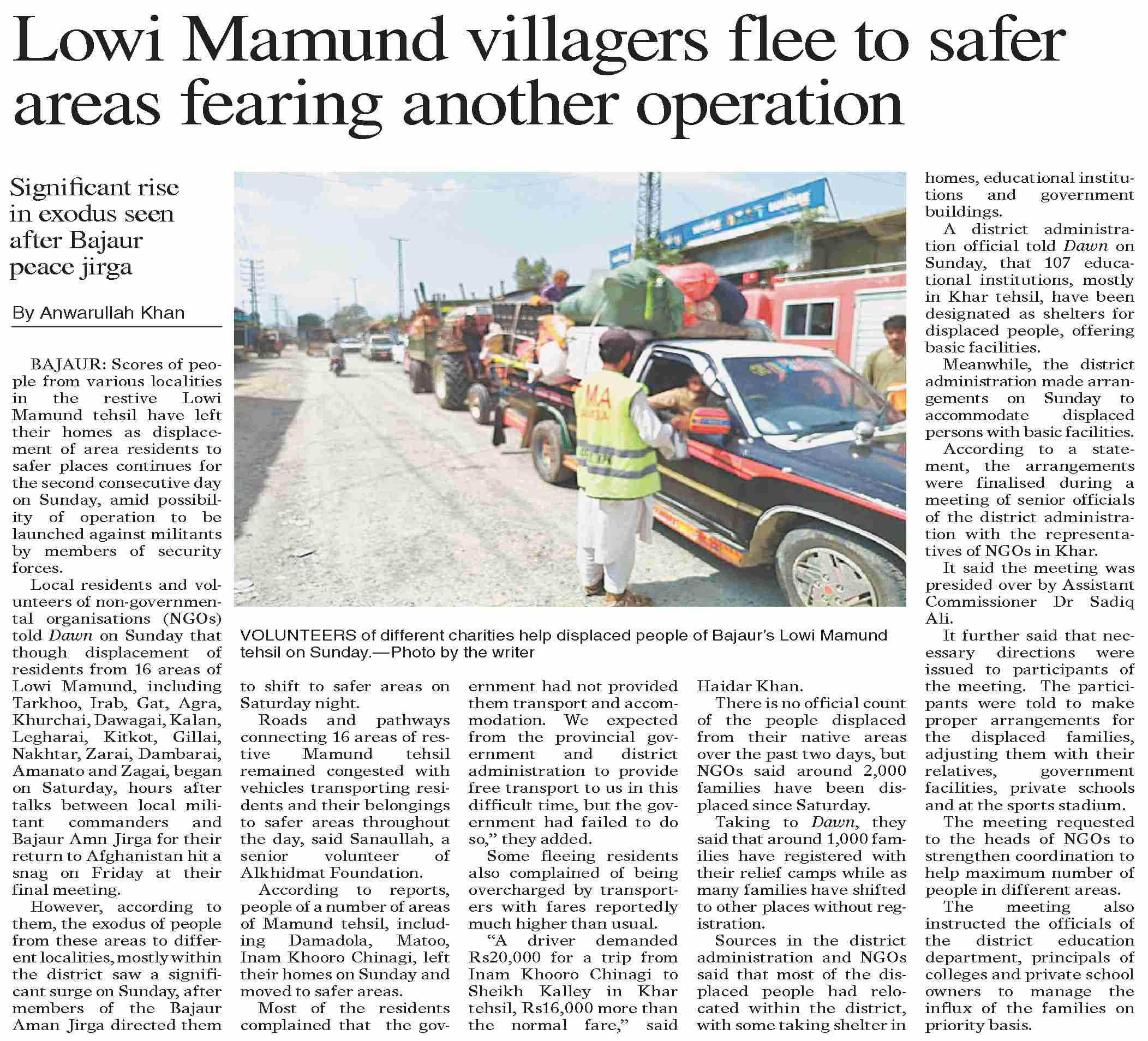 Dawn-ePaper | Aug 11, 2025 | Lowi Mamund villagers flee to safer areas ...