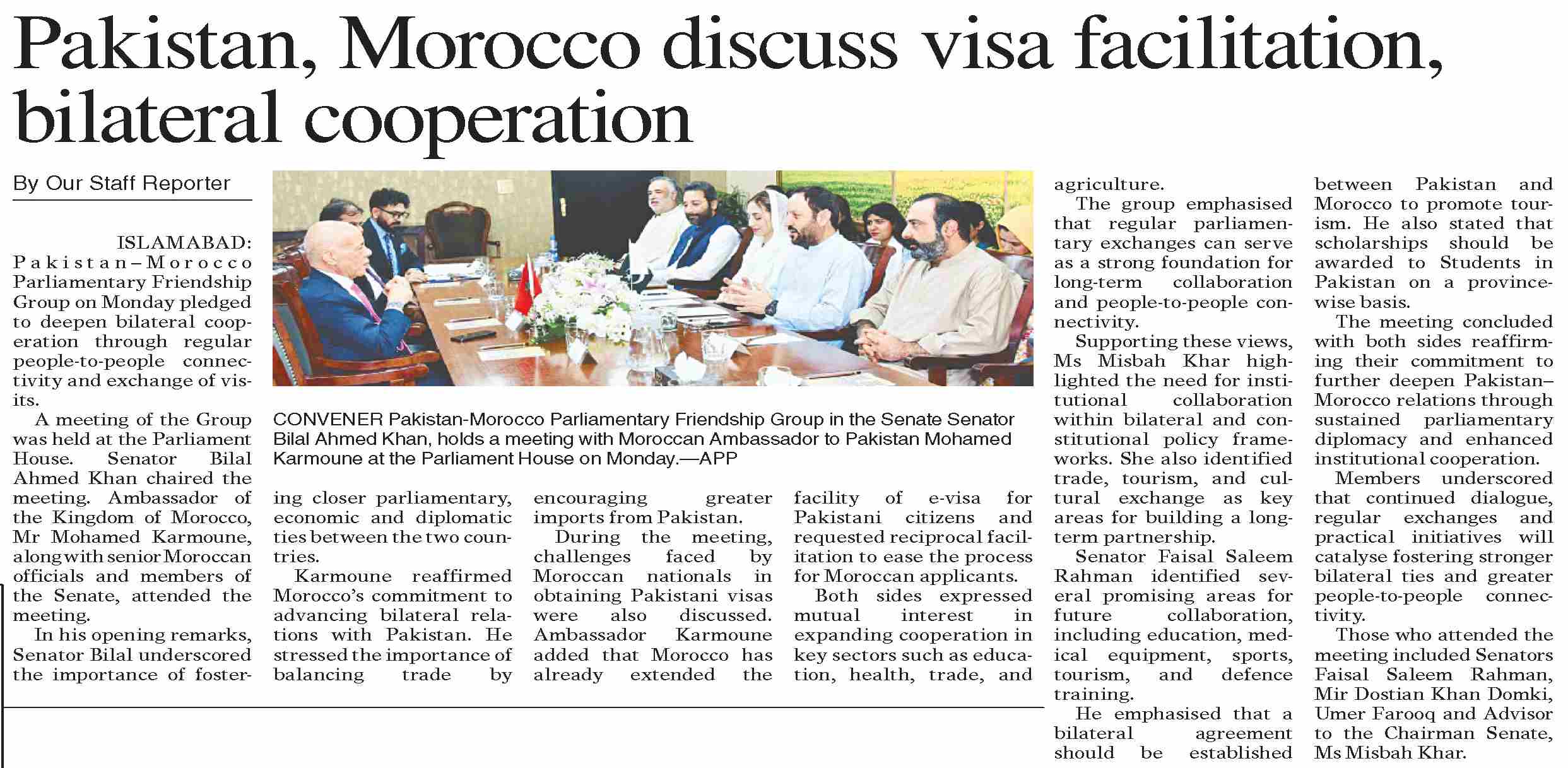Dawn-ePaper | Aug 26, 2025 | Pakistan, Morocco discuss visa ...