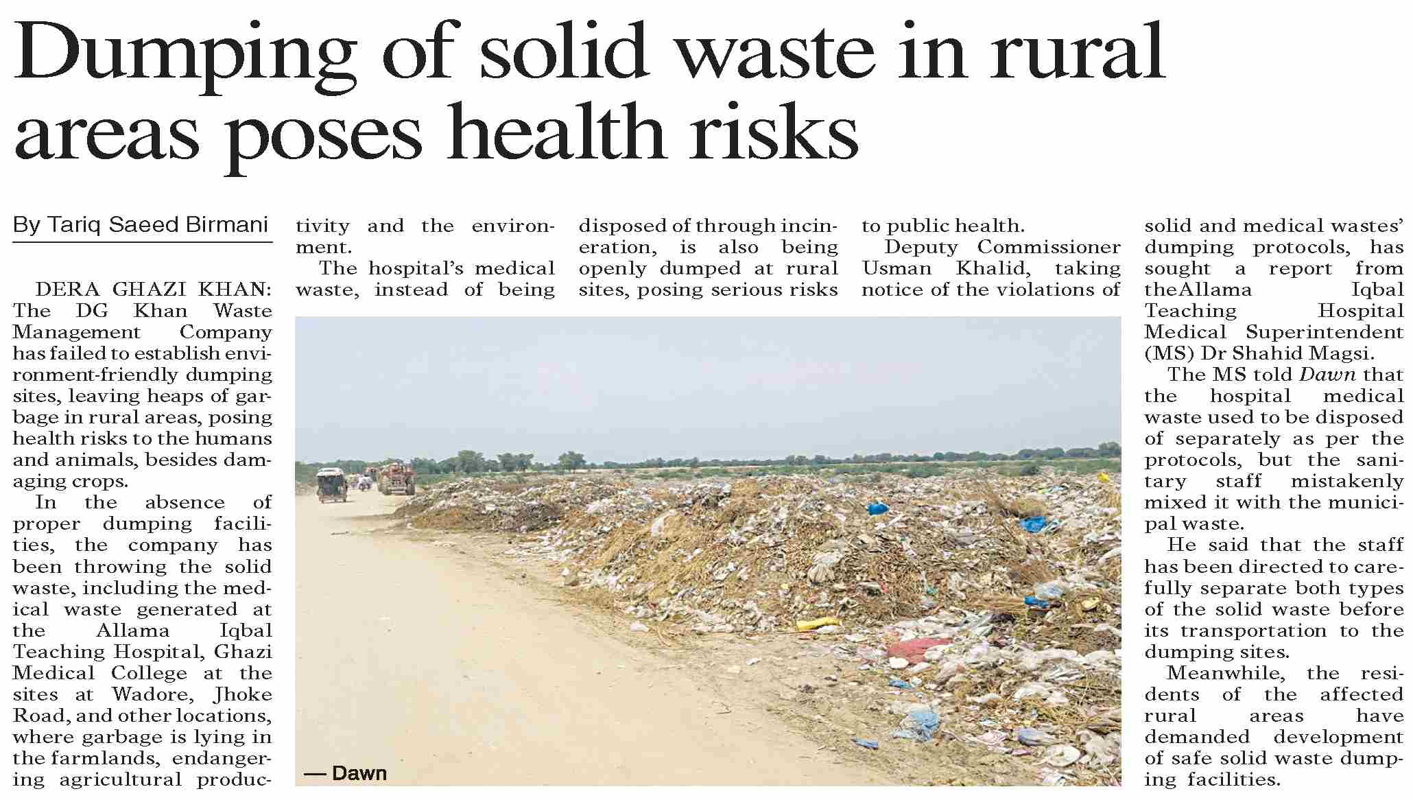Dawn-ePaper | Aug 27, 2025 | Dumping of solid waste in rural areas ...