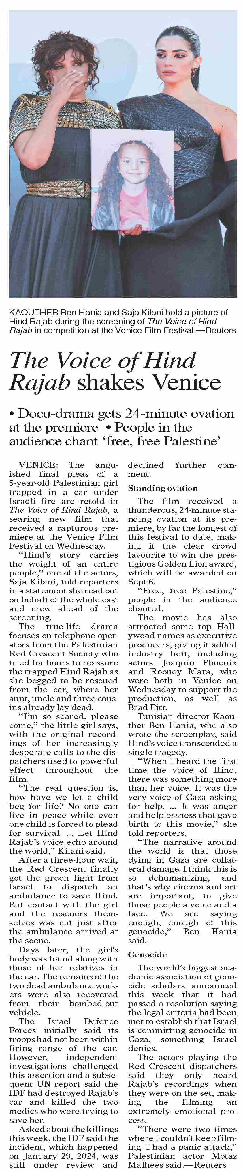 Dawn-ePaper | Sep 04, 2025 | The Voice of Hind Rajab shakes Venice