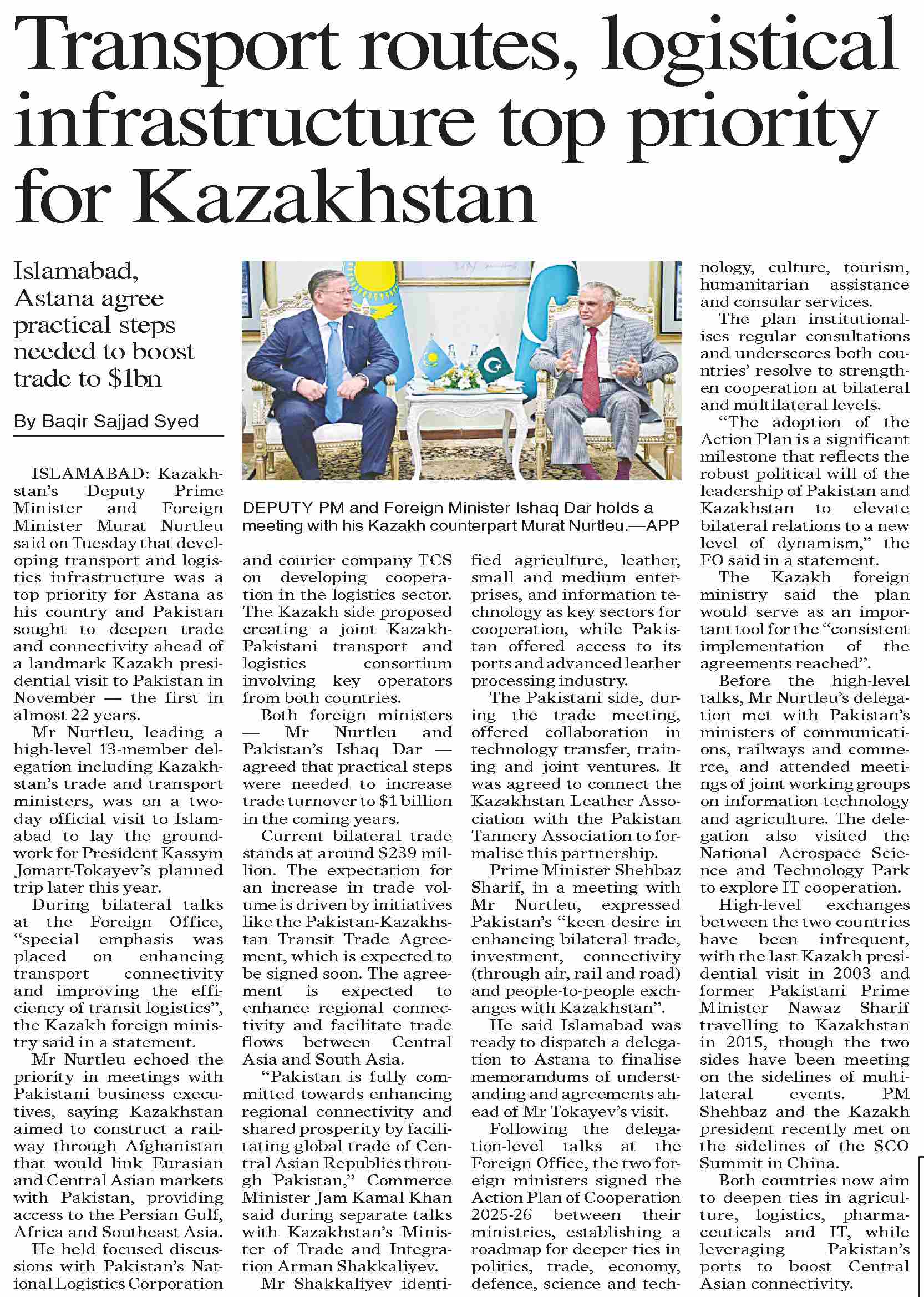 Dawn-ePaper | Sep 10, 2025 | Transport routes, logistical ...