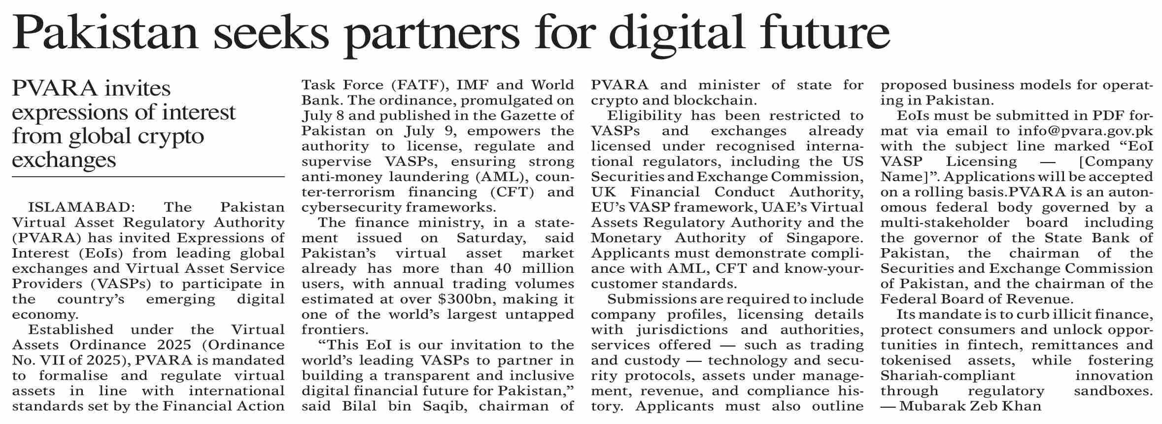 Dawn-ePaper | Sep 14, 2025 | Pakistan seeks partners for digital future