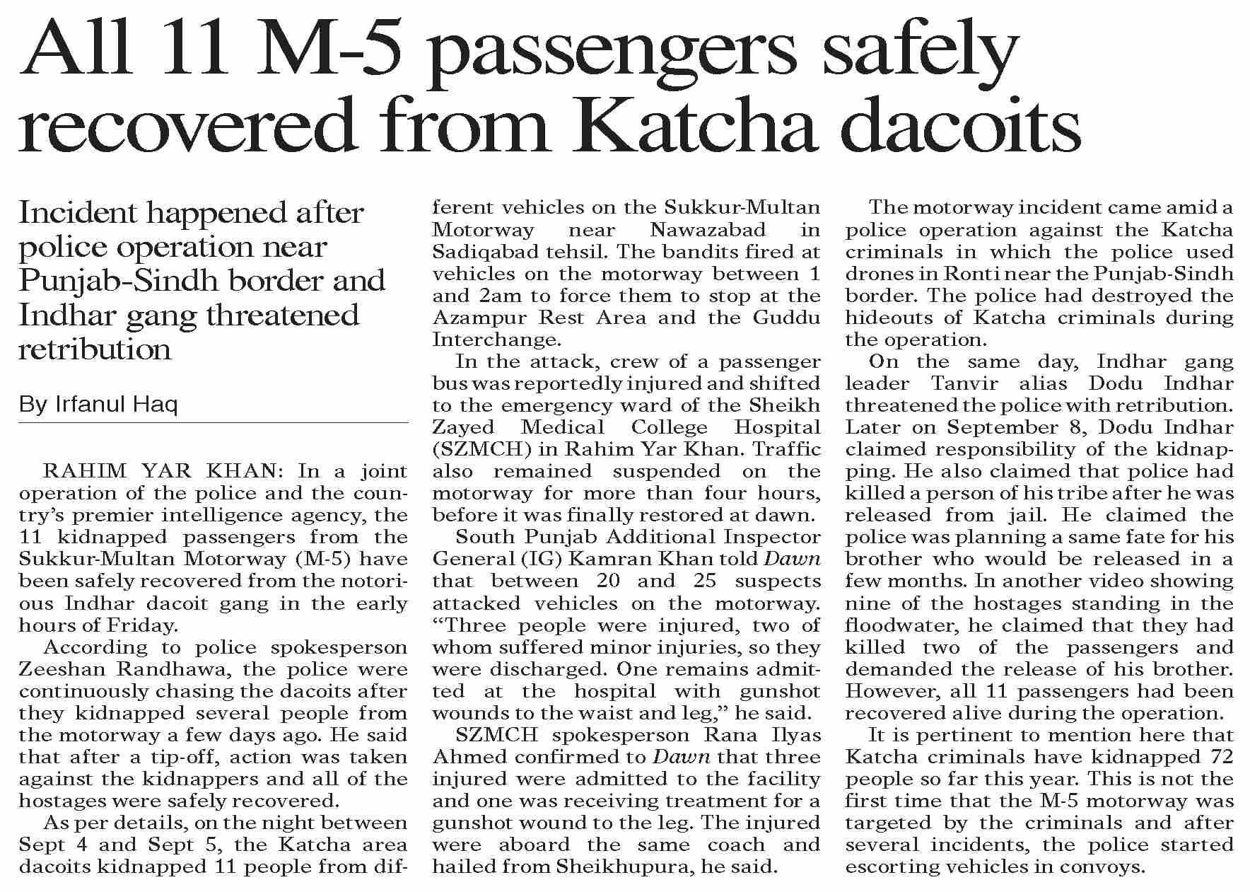 Dawn-ePaper | Sep 20, 2025 | All 11 M-5 passengers safely recovered ...