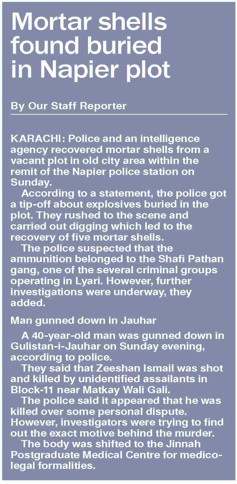Dawn-ePaper | Oct 06, 2025 | Mortar shells found buried in Napier plot