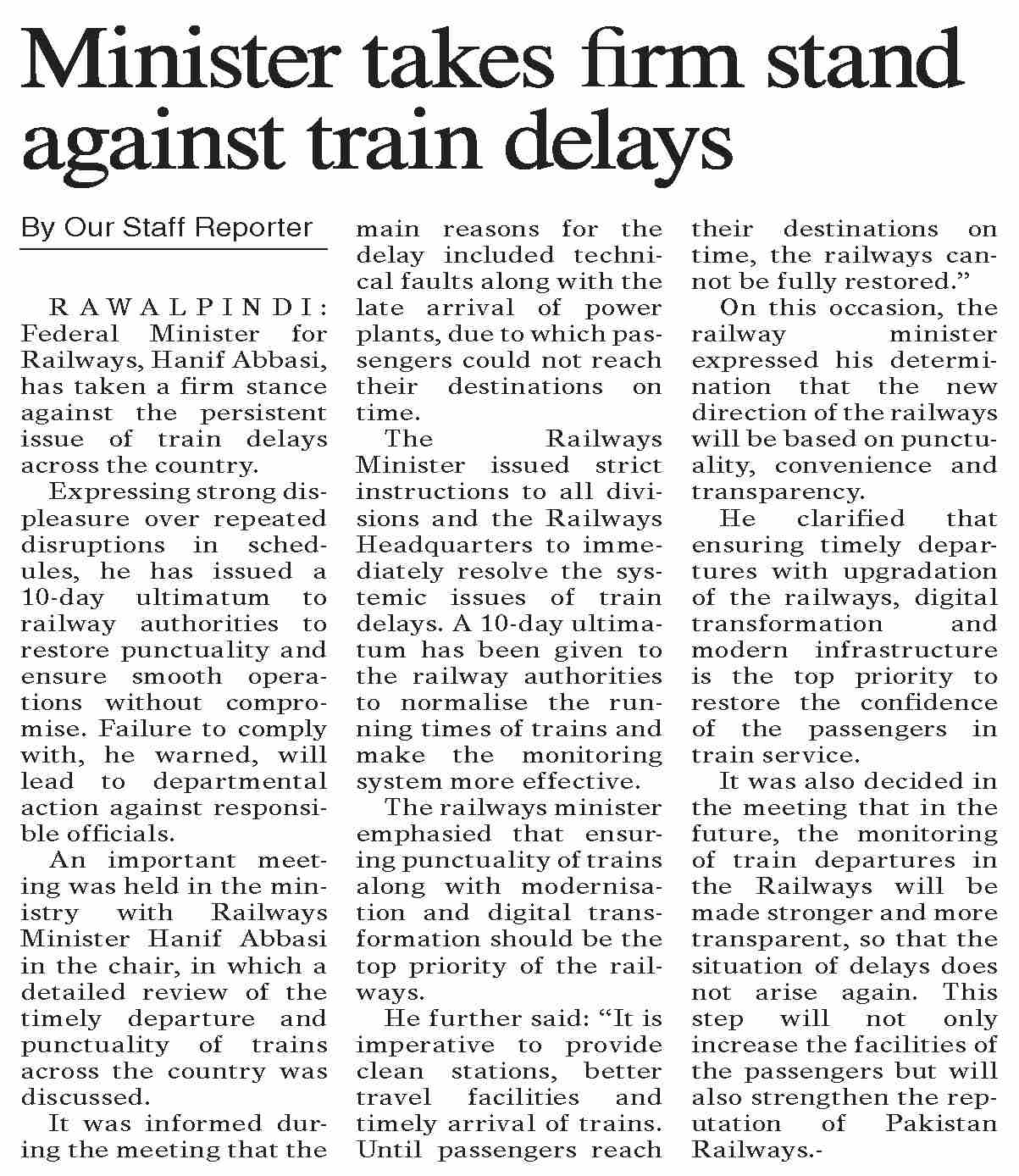 Dawn ePaper Oct 07 2025 Minister Takes Firm Stand Against Train Delays dawn-epaper-oct-07-2025-minister-takes-firm-stand-against-train-delays