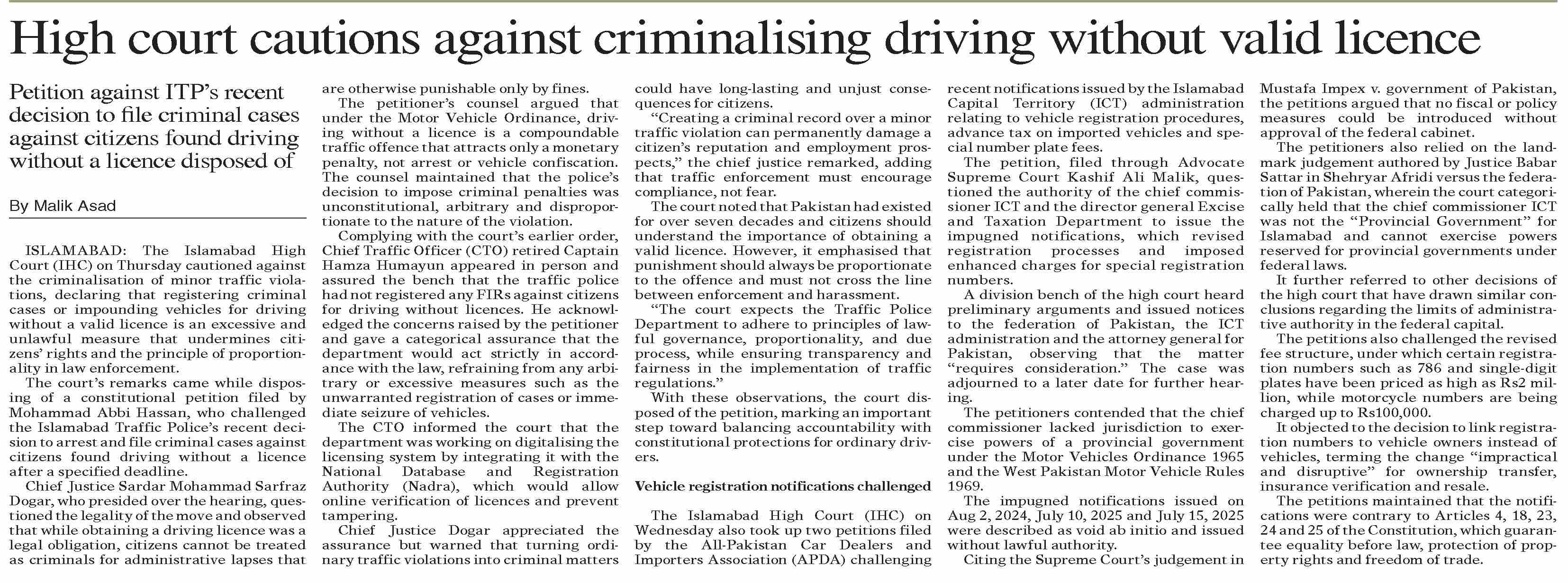 Dawn-ePaper | Oct 10, 2025 | High court cautions against criminalising ...