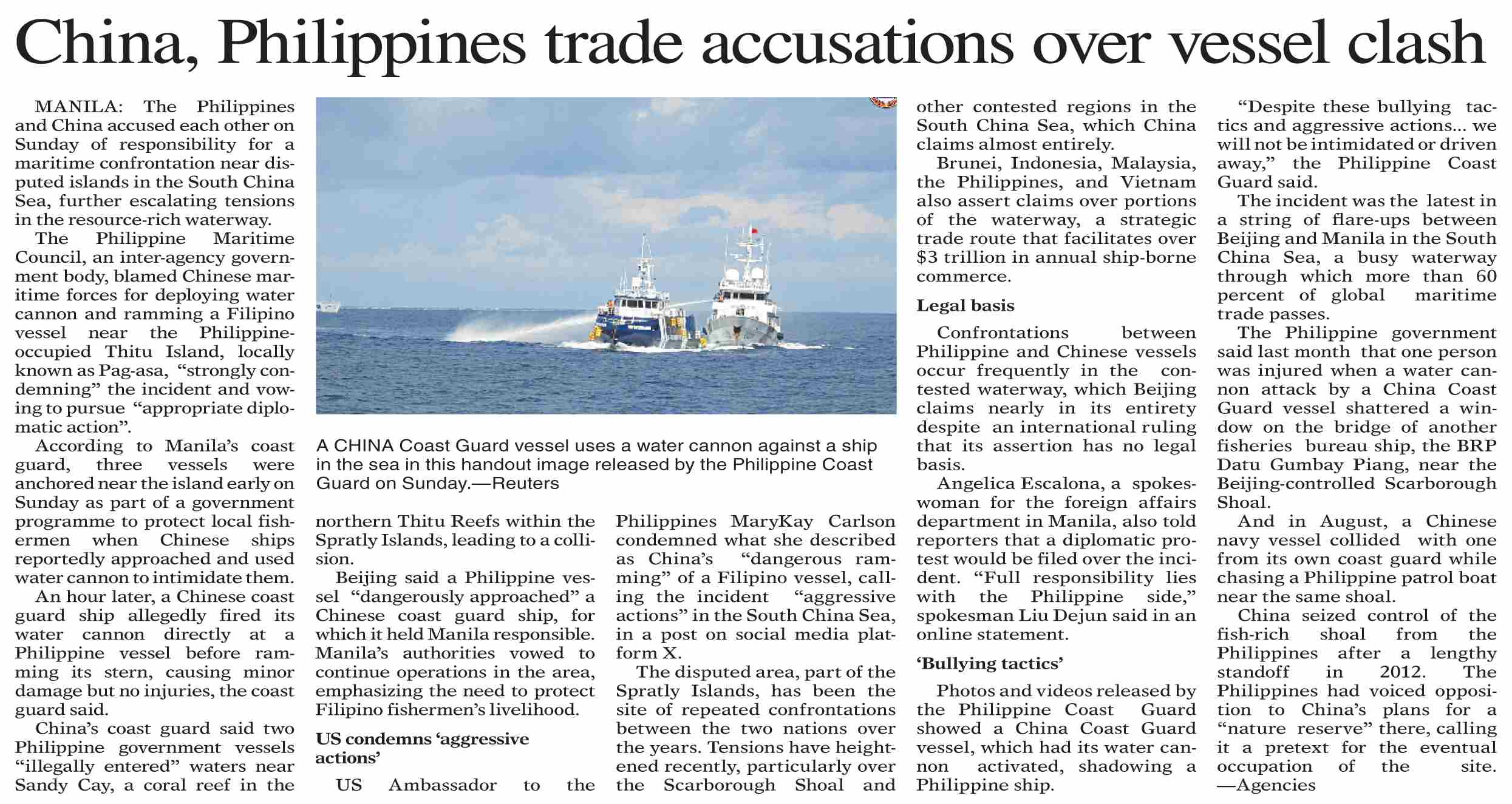 Dawn-ePaper | Oct 13, 2025 | China, Philippines trade accusations over ...
