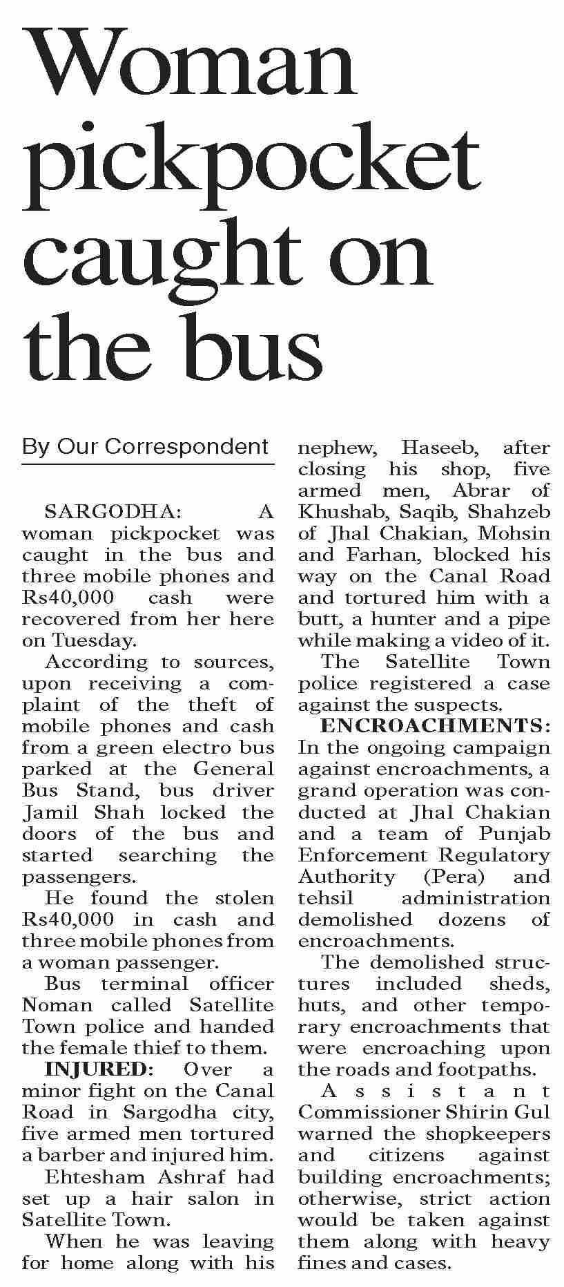 Dawn-ePaper | Nov 12, 2025 | Woman pickpocket caught on the bus