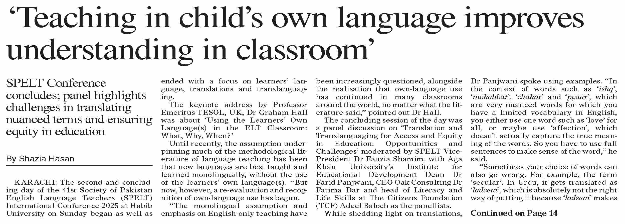 Dawn-ePaper | Nov 17, 2025 | `Teaching in child`s own language improves ...