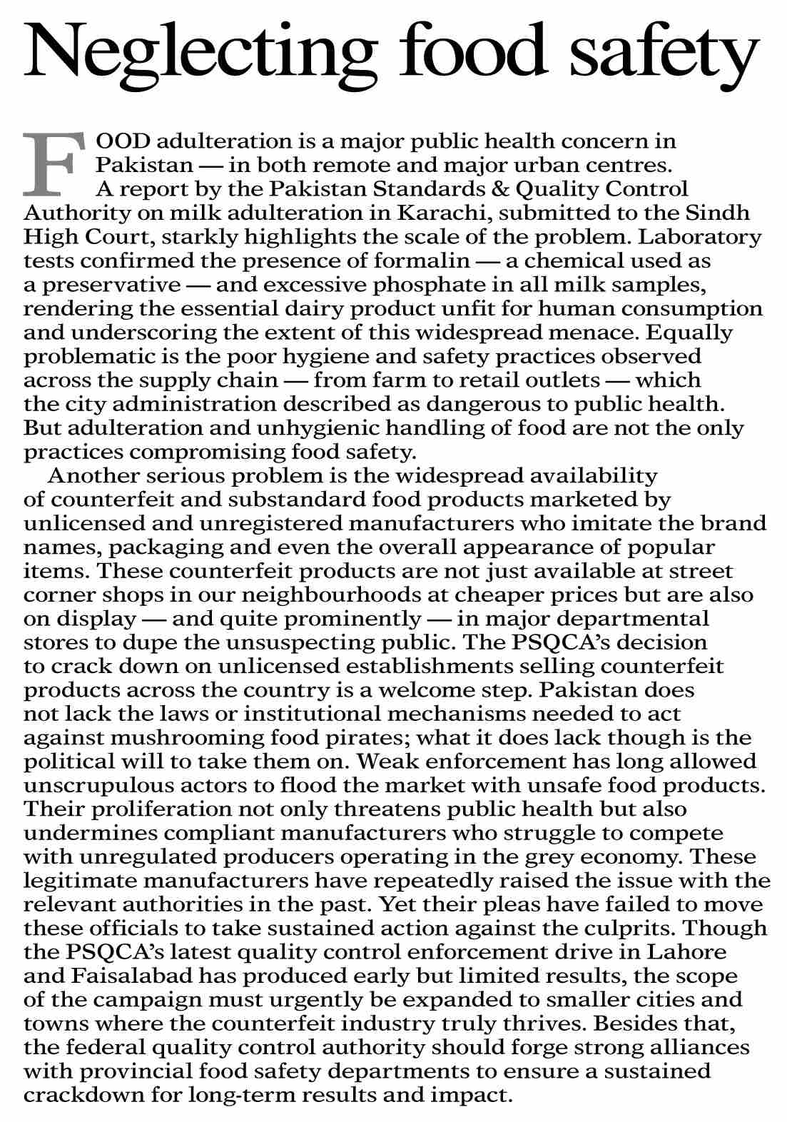 Dawn-ePaper | Dec 07, 2025 | Neglecting food safety