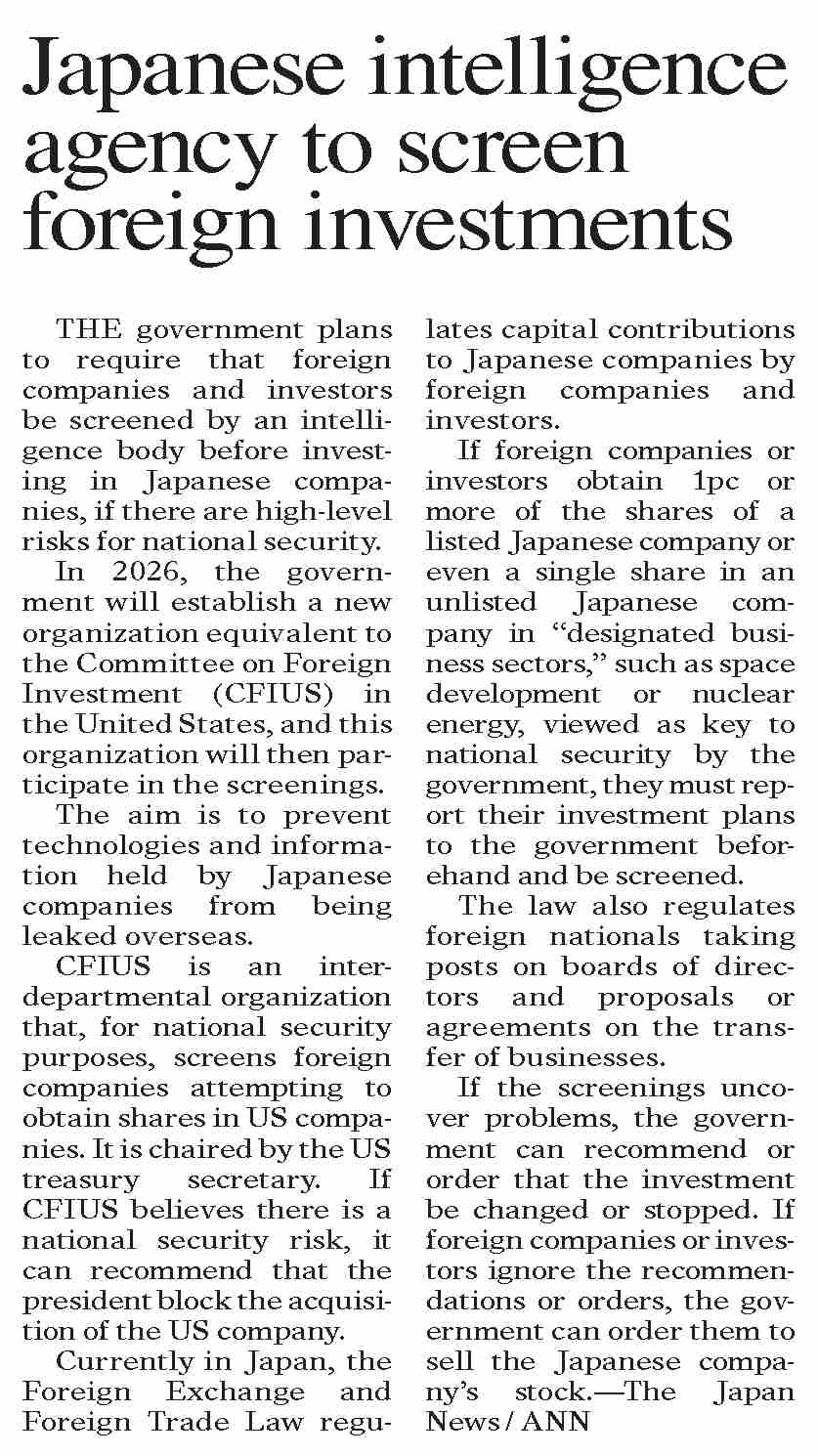 Dawn-ePaper | Dec 29, 2025 | Japanese intelligence agency to screen ...