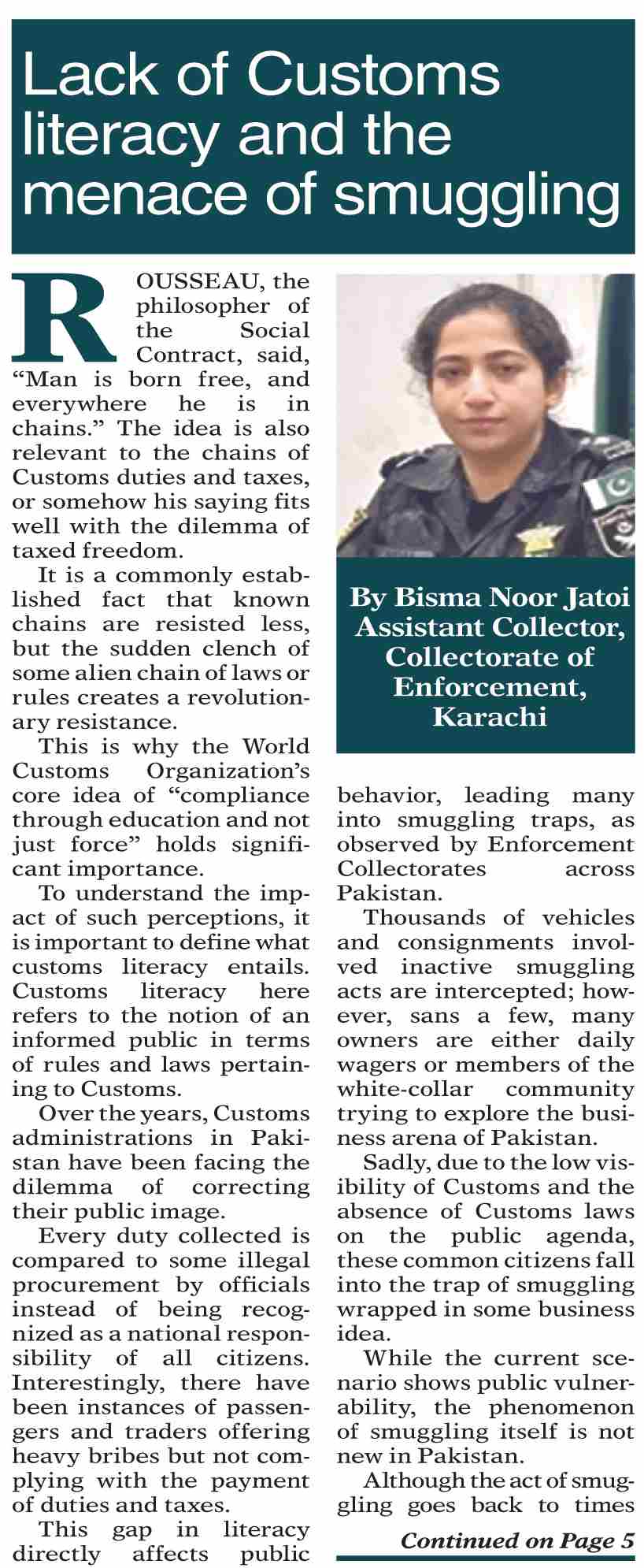 Dawn-ePaper | Jan 26, 2026 | Lack of Customs literacy and the menace of ...