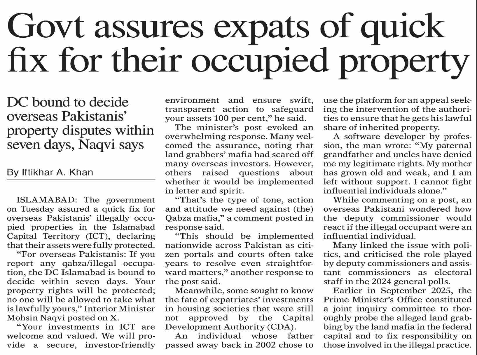 Dawn-ePaper | Jan 28, 2026 | Govt assures expats of quick fix for their ...