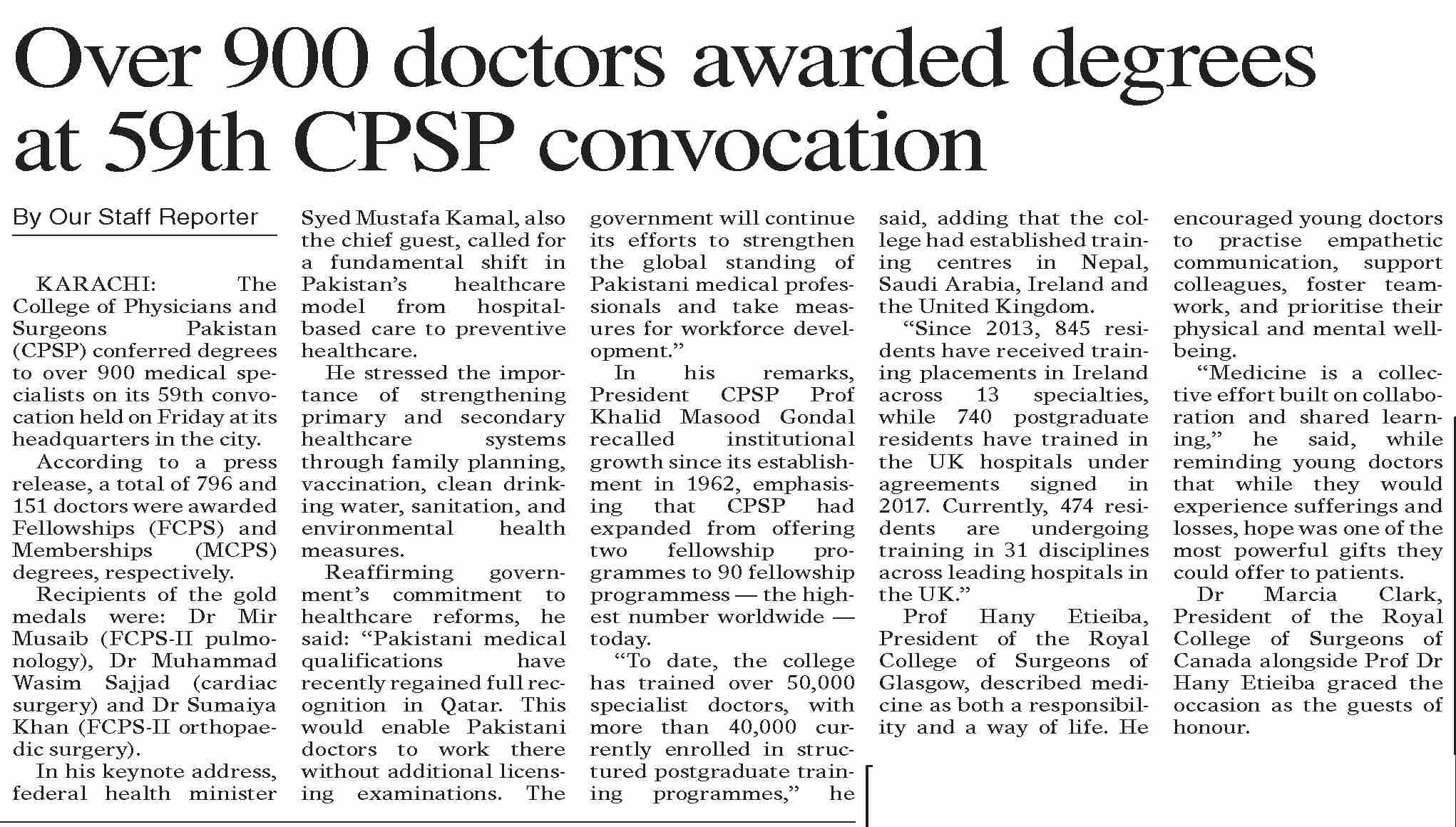 Dawn-ePaper | Feb 07, 2026 | Over 900 doctors awarded degrees at 59th ...