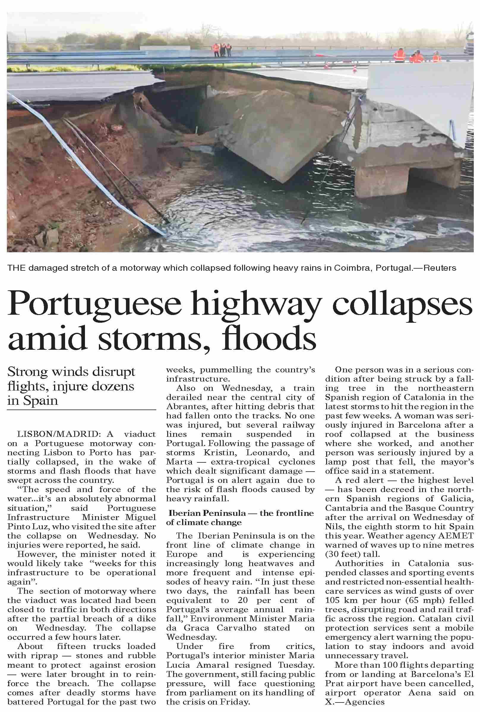 Dawn-ePaper | Feb 13, 2026 | Portuguese highway collapses amid storms ...