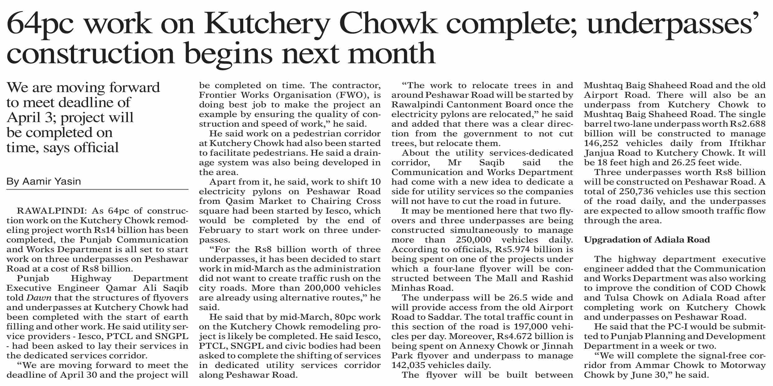 Dawn-ePaper | Feb 16, 2026 | 64pc work on Kutchery Chowk complete ...