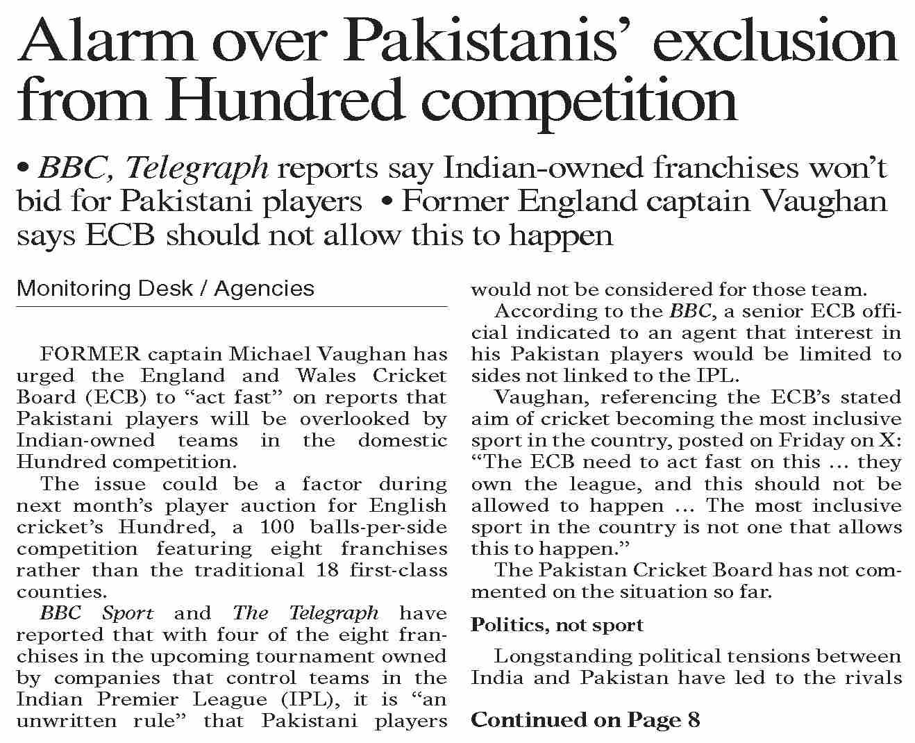 Dawn-ePaper | Feb 21, 2026 | Alarm over Pakistanis` exclusion from ...