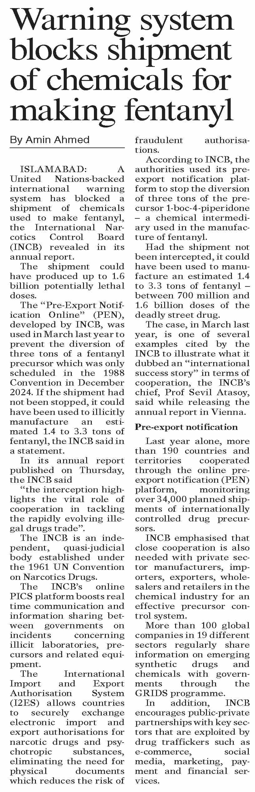 Dawn-ePaper | Feb 28, 2026 | Warning system blocks shipment of ...