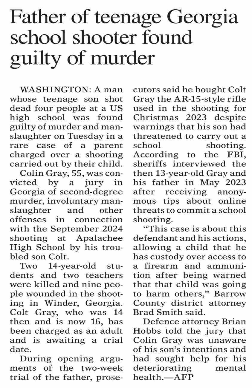 Dawn-ePaper | Mar 04, 2026 | Father of teenage Georgia school shooter ...
